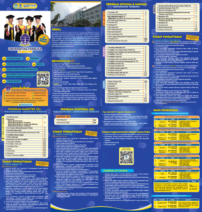 Brosur Program Kuliah Universitas Terbuka | PDF