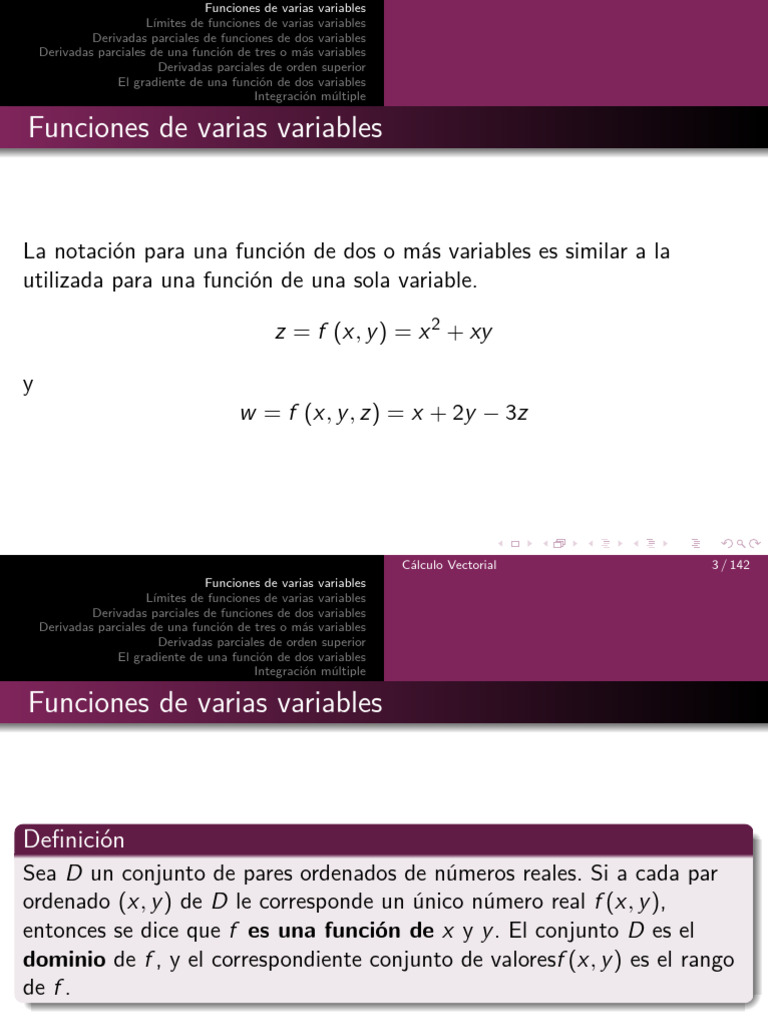 Cálculo Multivariable: Derivadas e Integración | PDF | Función (Matemáticas) | Variable ...
