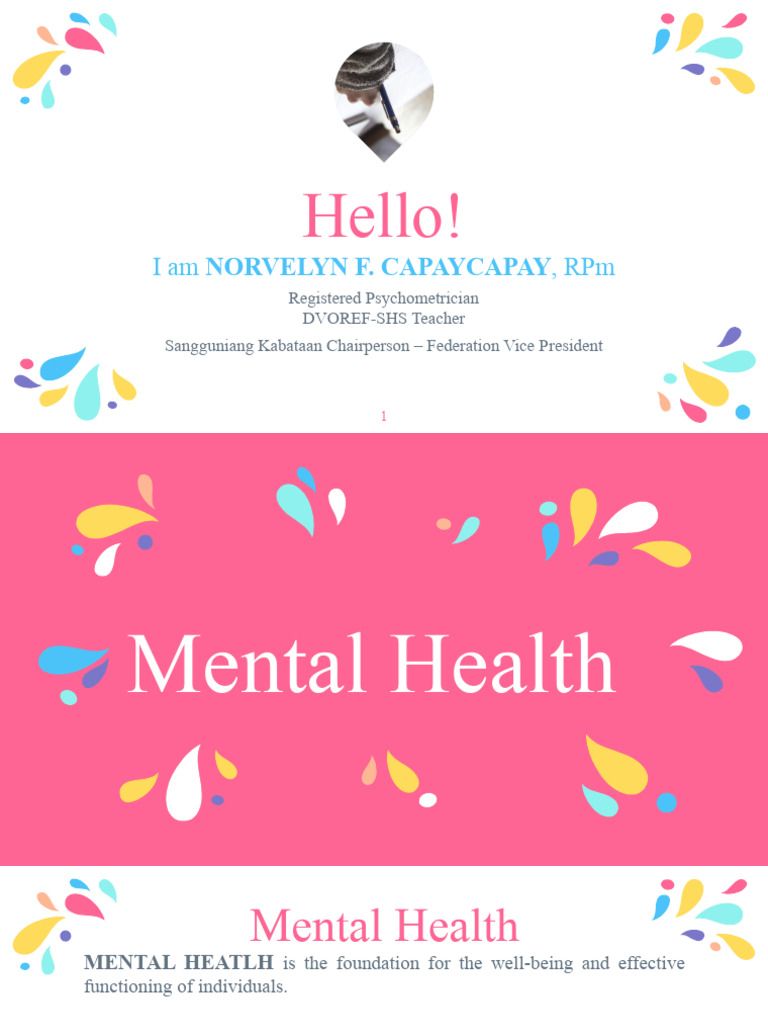 Mental Health Talk Pdf Mental Health Mental Disorder