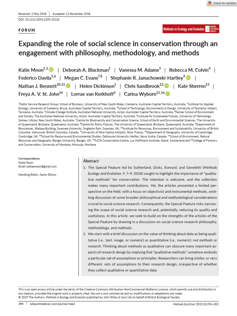 (A) Expanding The Role of Social Science in Conservation Through An ...