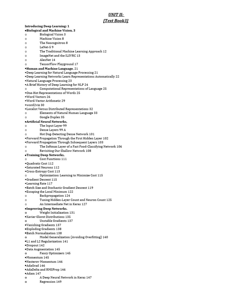 DL Unit 2.1 | PDF | Visual Cortex | Deep Learning