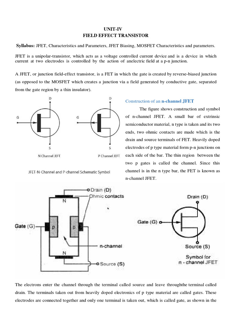 Unit - Iv | PDF | Field Effect Transistor | Mosfet