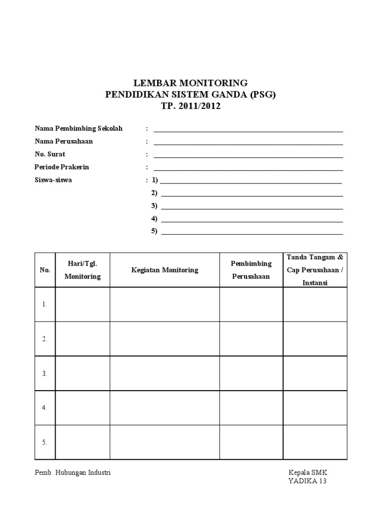 Lembar Monitoring | PDF