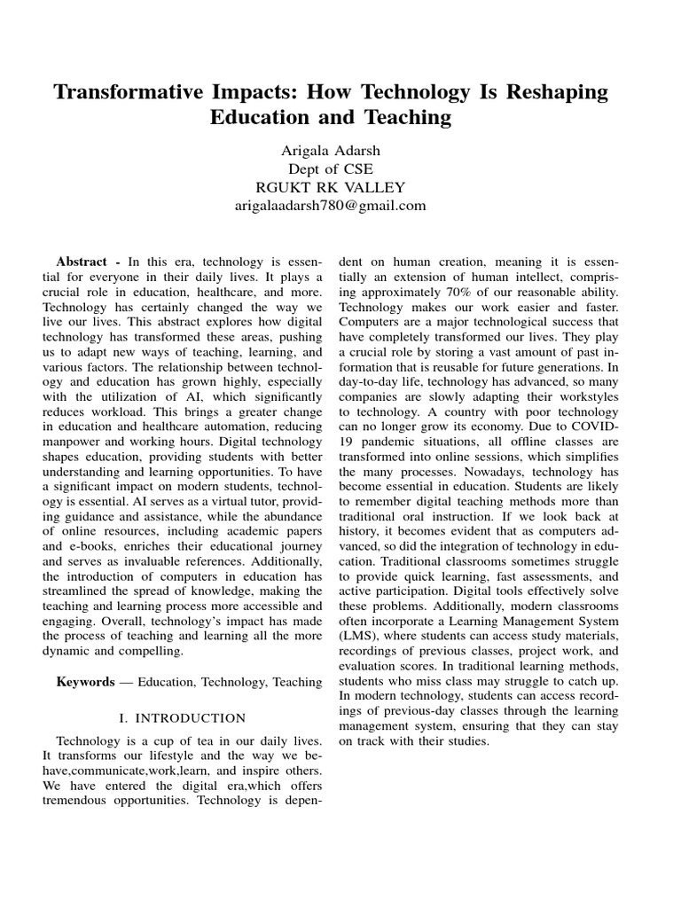 How Technology Is Reshaping Education and Teaching | PDF | Educational ...
