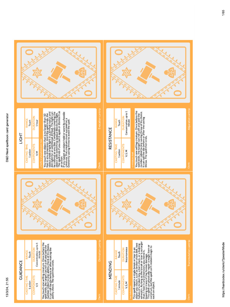 Cleric Spellcards | PDF