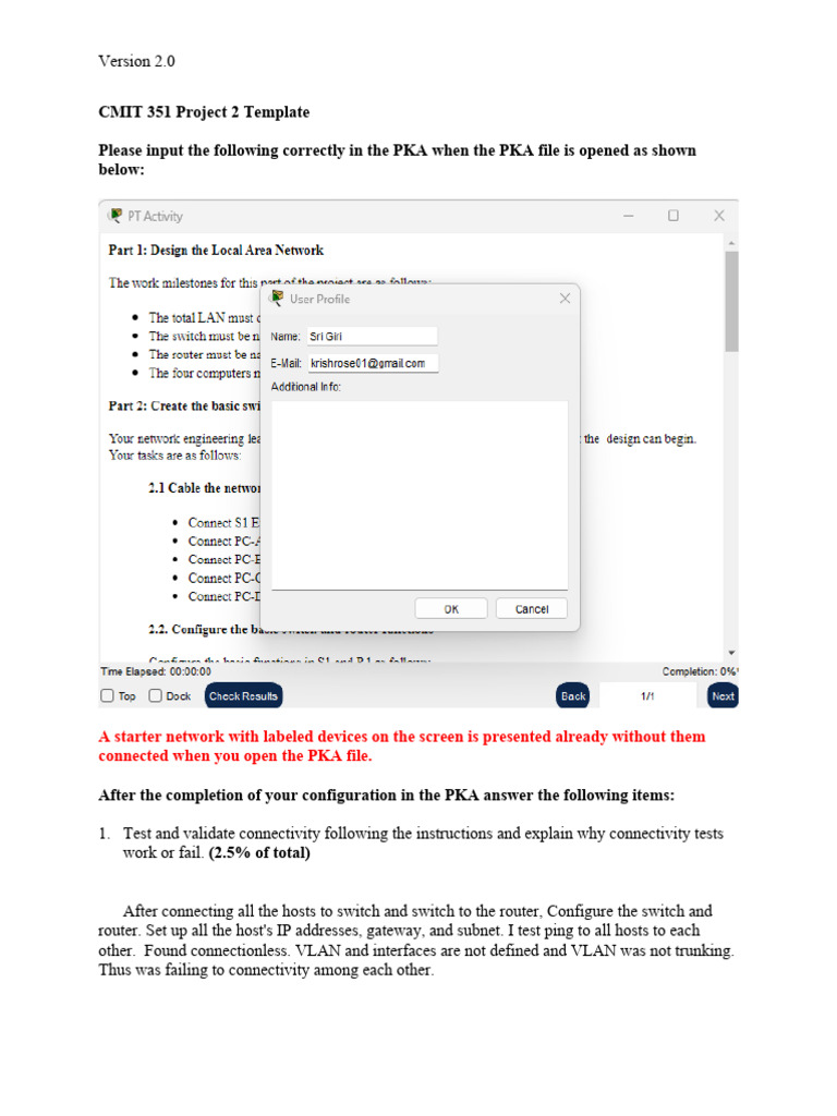 CMIT 351 Project 2: PKA Configuration Guide | PDF | Router (Computing ...