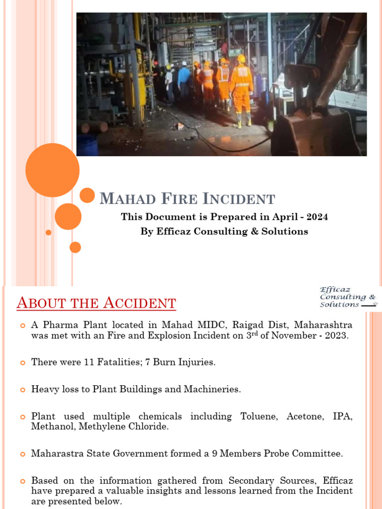 Mahad Pharma Plant Fire Incident Report | PDF | Risk Assessment | Risk