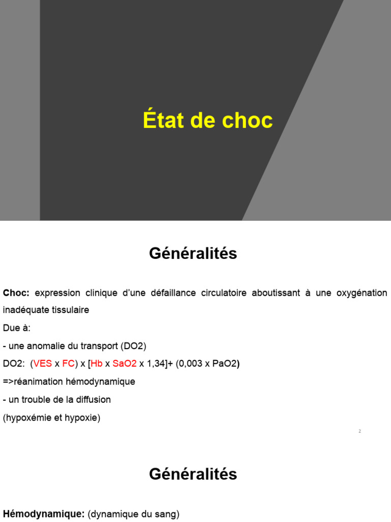 Choc | PDF | État de choc circulatoire | Insuffisance cardiaque