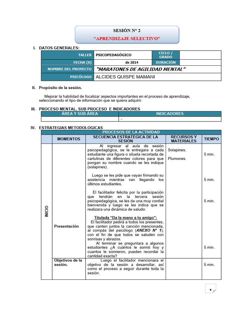 modelo sesion_s074trogm3 | Descargar gratis PDF | Aprendizaje | Ciencia cognitiva