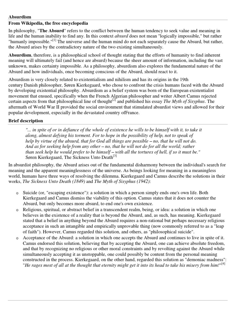 Exploring the Philosophical Concept of Absurdism and its Origins in the ...