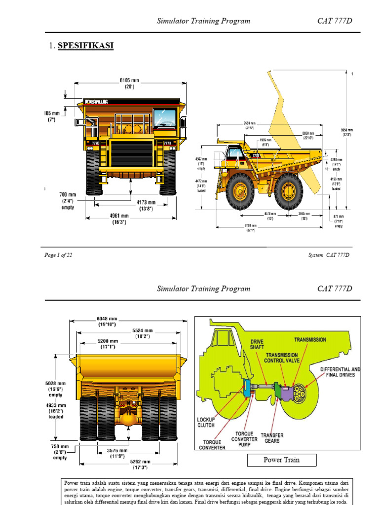 Spesifikasi Dan Sistem CAT 777D | PDF