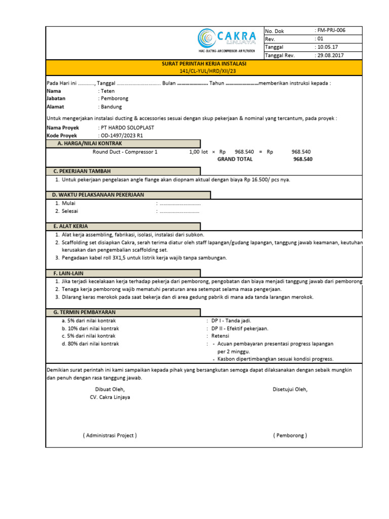 Kontrak Subcon | PDF
