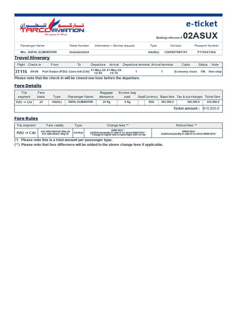 Billet PDF V2 | PDF | Fare | Fee