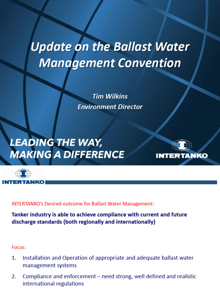 Update on the Ballast Water Management Convention Itanko Update July ...