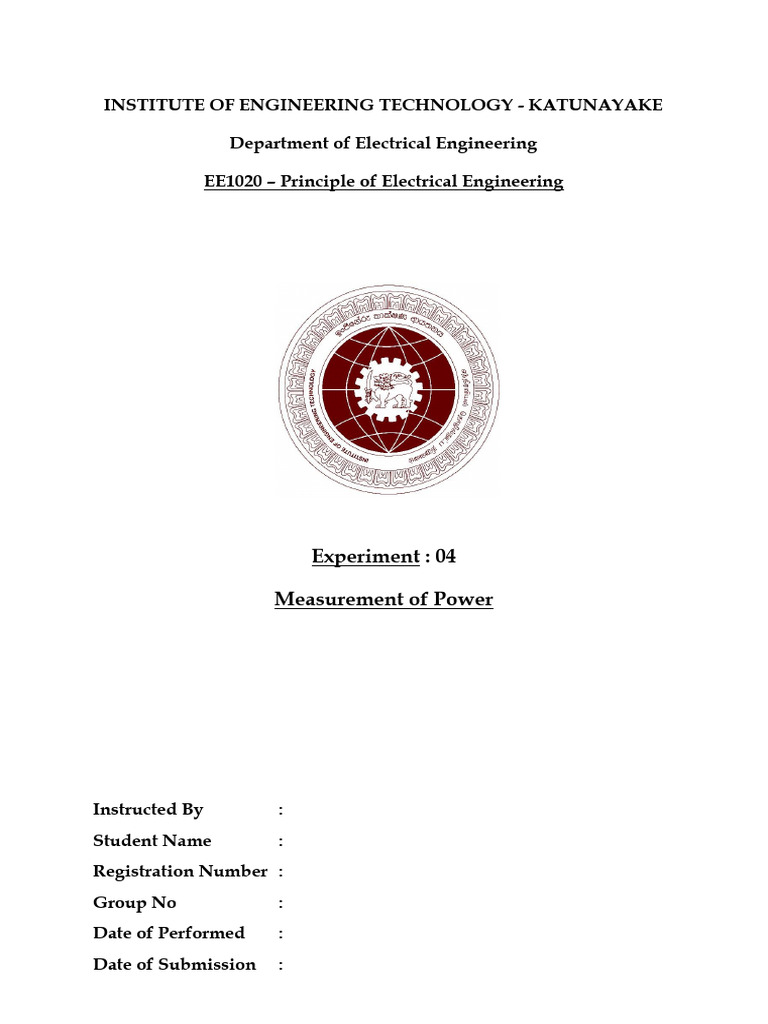 Electrical Power Lab Guide | PDF | Ac Power | Electrical Network