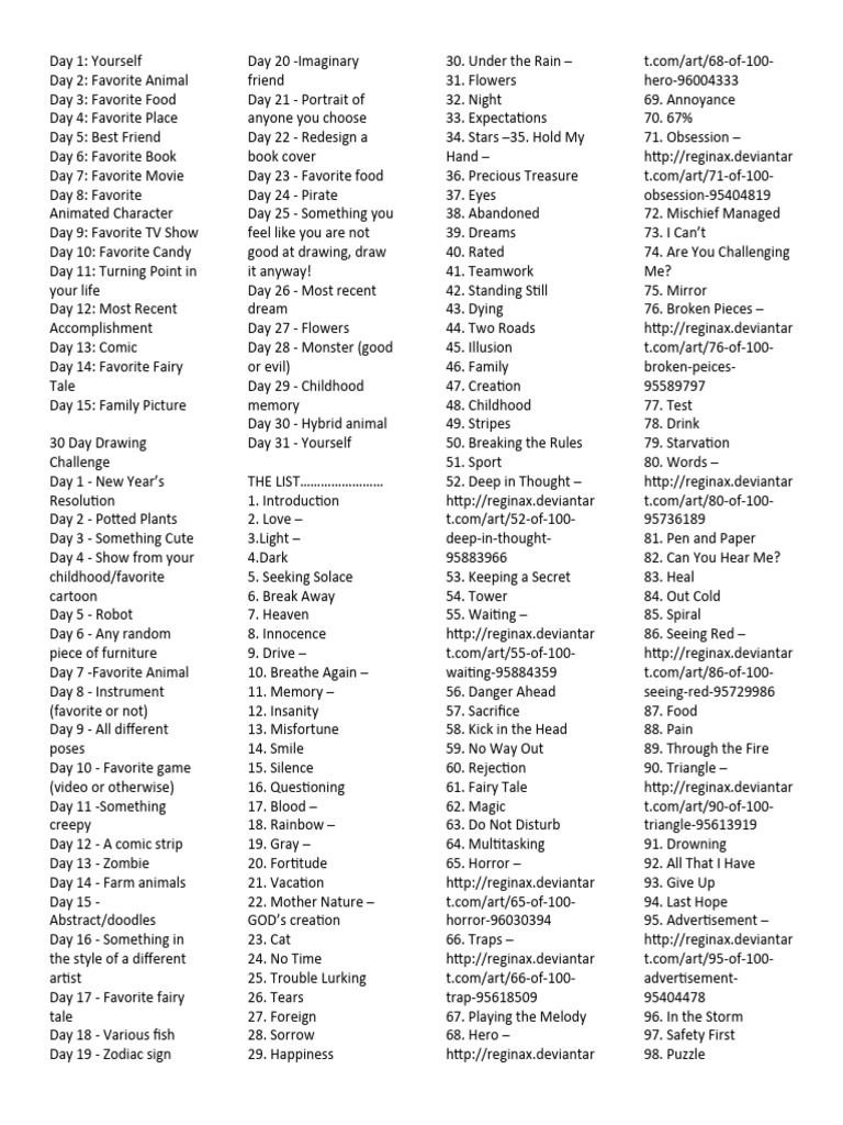 Drawing Challenges | PDF | Drawing | Paintings