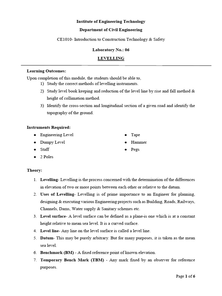 Lab 05 - Levelling Compressed | PDF