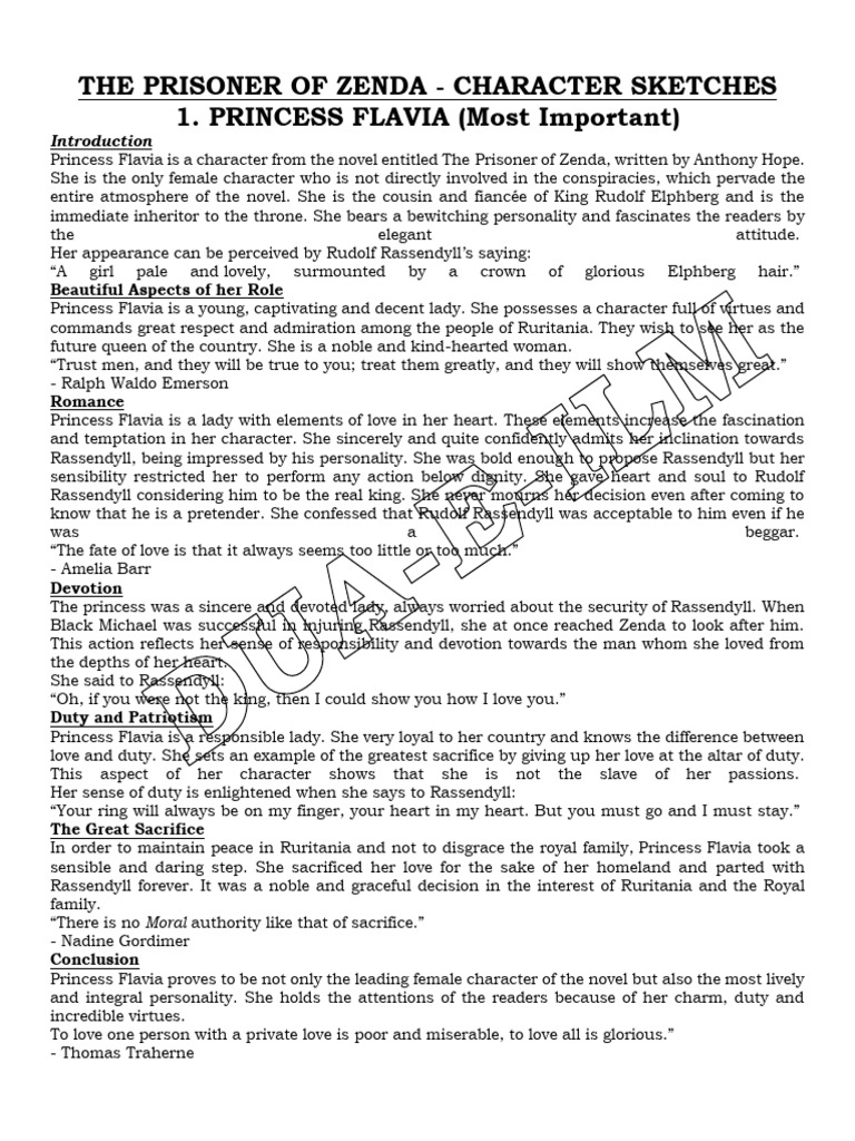 Character Sketches 1 | PDF | The Prisoner Of Zenda