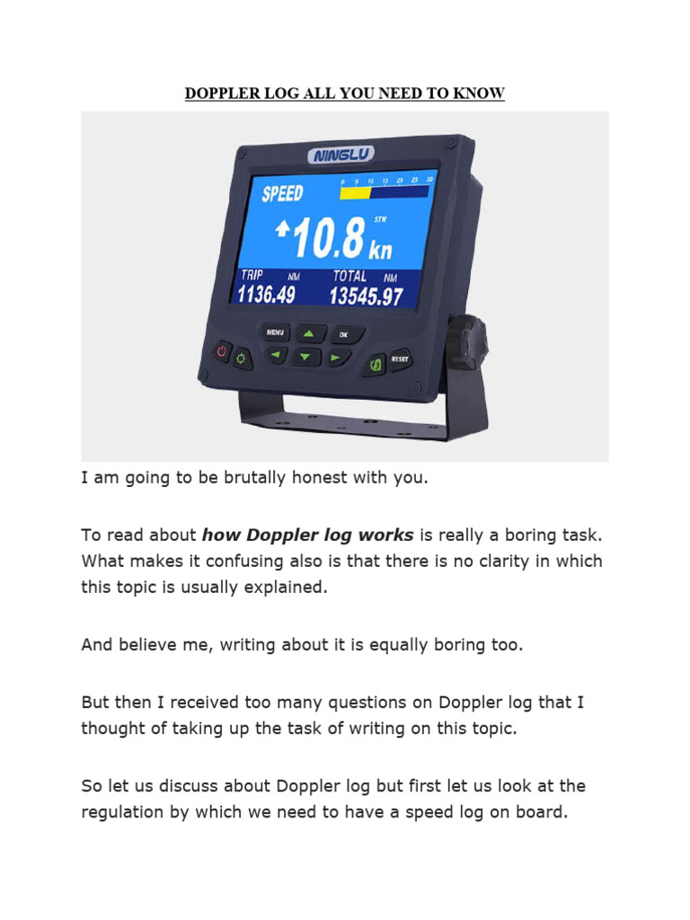 Doppler Log All You Need To Know | PDF | Doppler Effect | Waves