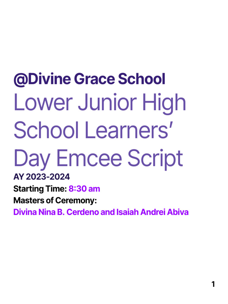 Learners' Day Emcee Script | PDF