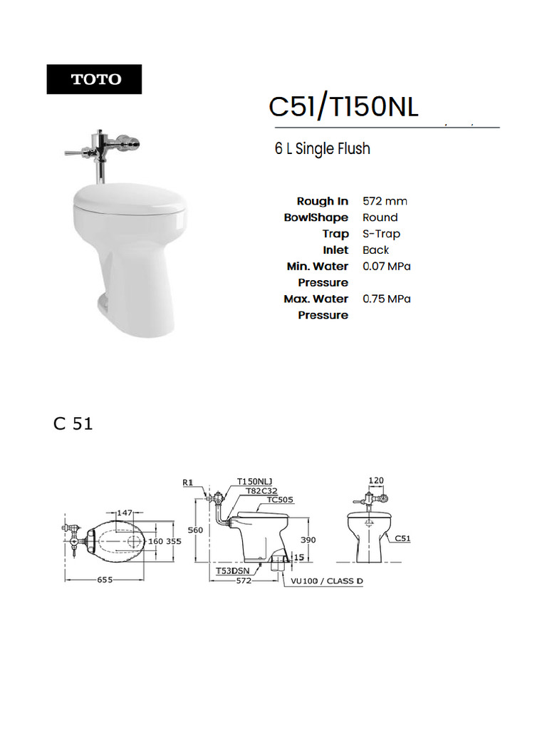 Closet Toto C51 Single Bowl | PDF