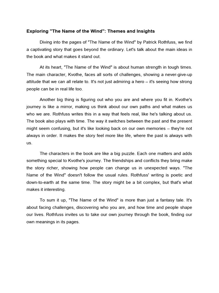 Exploring The Name of The Wind Themes and Insights | PDF | Philosophy