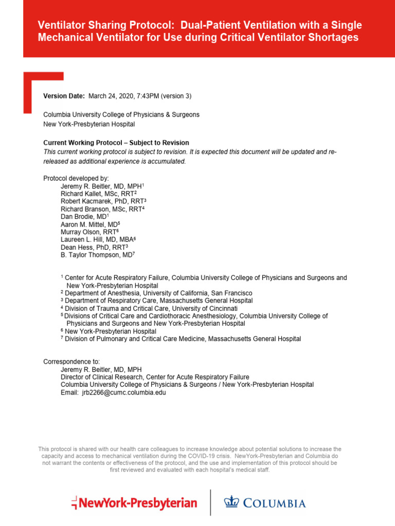 Dual-Patient Ventilation Protocol Guide | PDF