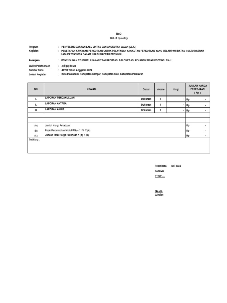 BoQ Aglomerasi | PDF