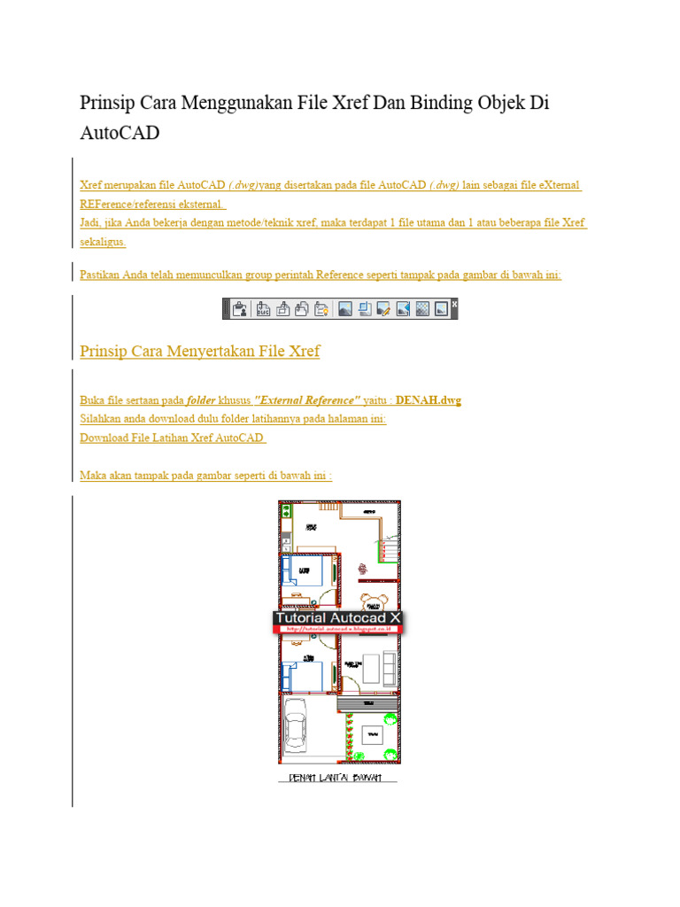 8 Prinsip Cara Menggunakan File Xref Dan Binding Objek Di Autocad | PDF | Metode & Bahan Ajar