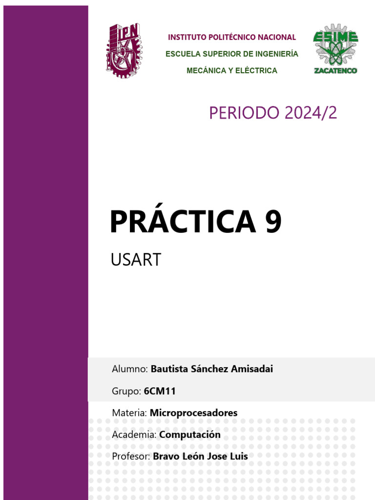 Practica 9 Microprocesadores Usart | PDF | Microcontrolador | Poco