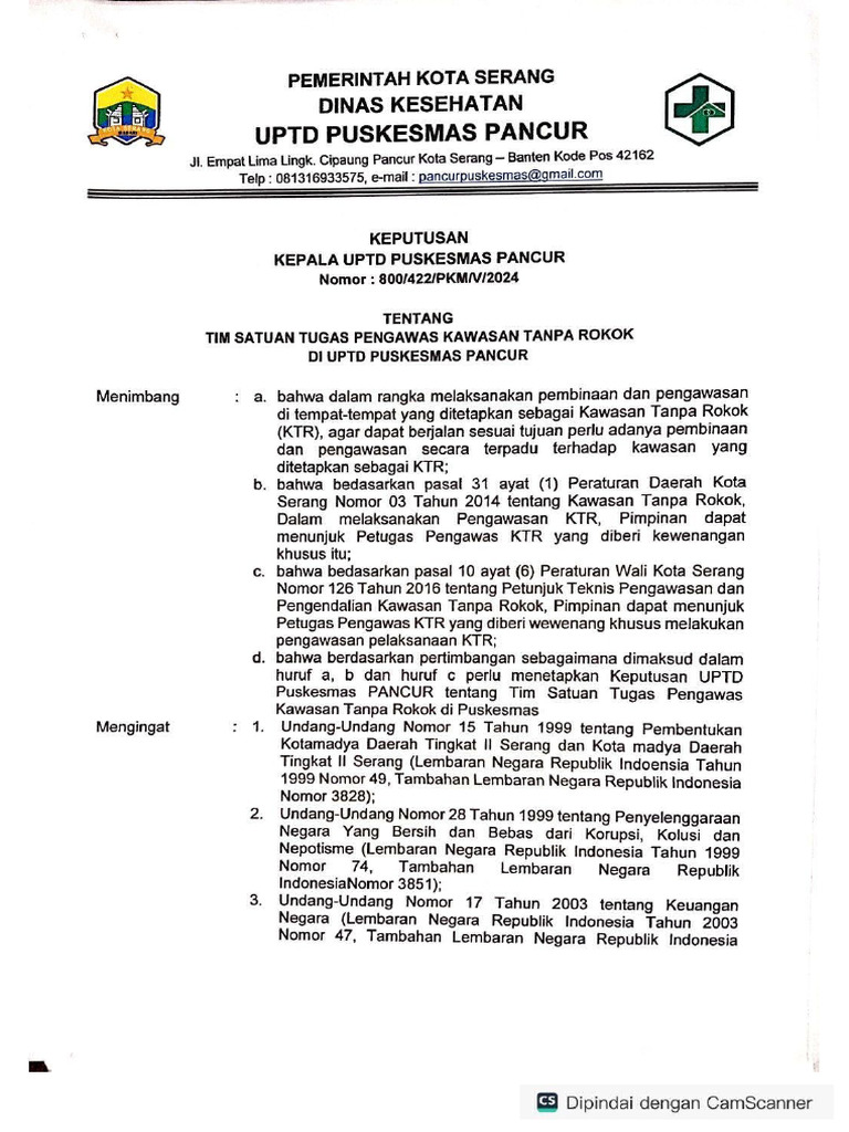 SK KTR UPTD Puskesmas Pancur | PDF