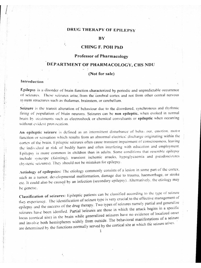 PCO 412 Epilepsy Prof Ching Poh | PDF
