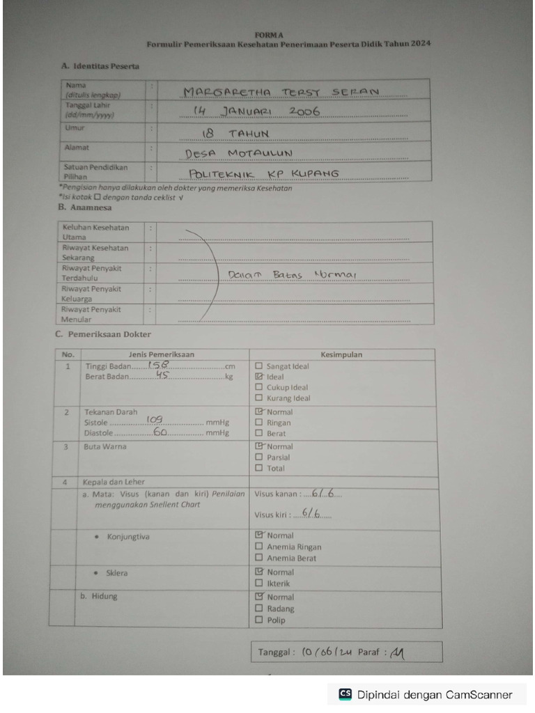 form sehat hal 1 | PDF