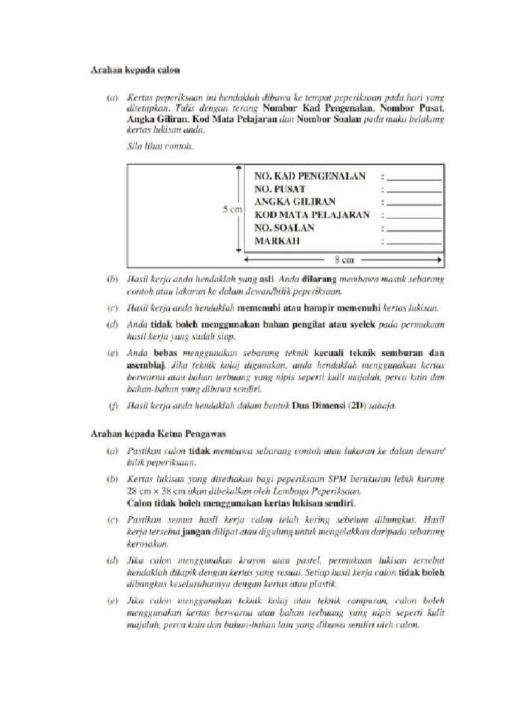 Soalan Pendidikan Seni Visual Tingkatan 4 Kertas 2 | PDF