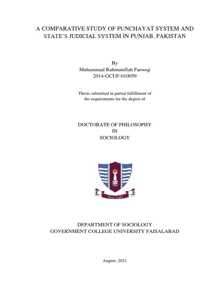 Muhammad Rahmatullah Farooqi Sociology 2021 (HEC Repositary Thesis) | PDF | Alternative Dispute ...