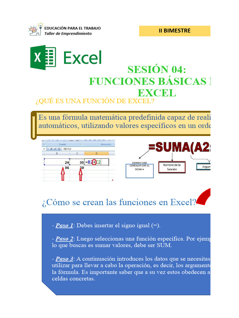 II. s4 - Funciones Basicas de Excel I | PDF | Cocina europea | Alimentos