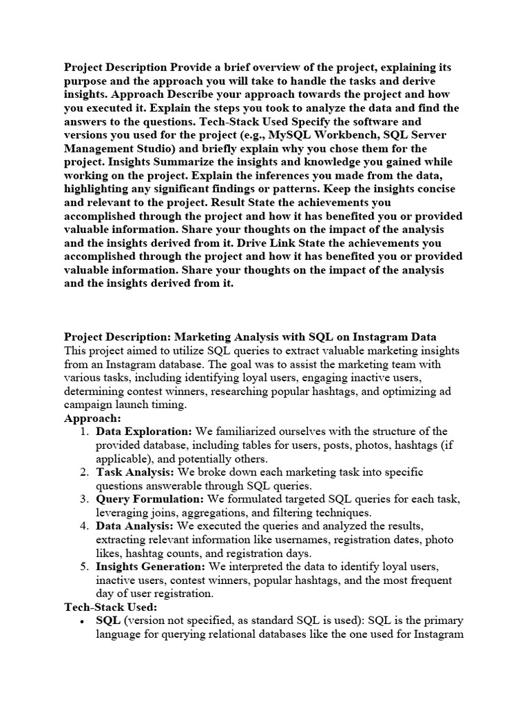 Project Description Provide A Brief Overview of The Project | PDF ...