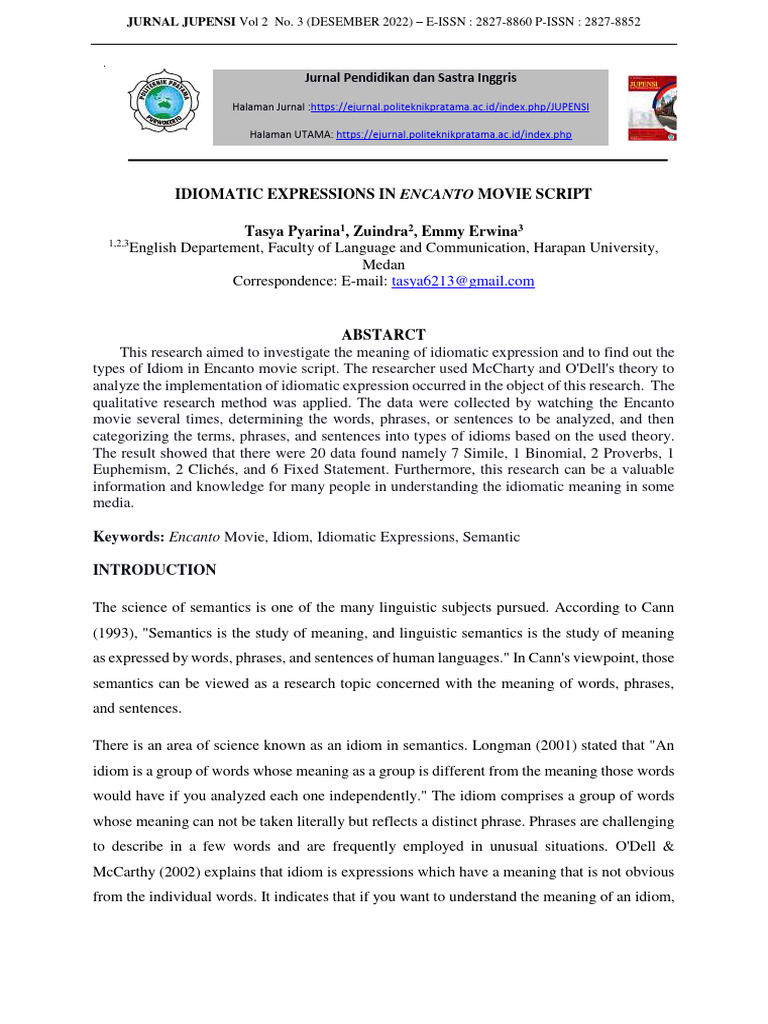 110-120 Idiomatic Expressions in Encanto Movie Script | PDF | Idiom ...