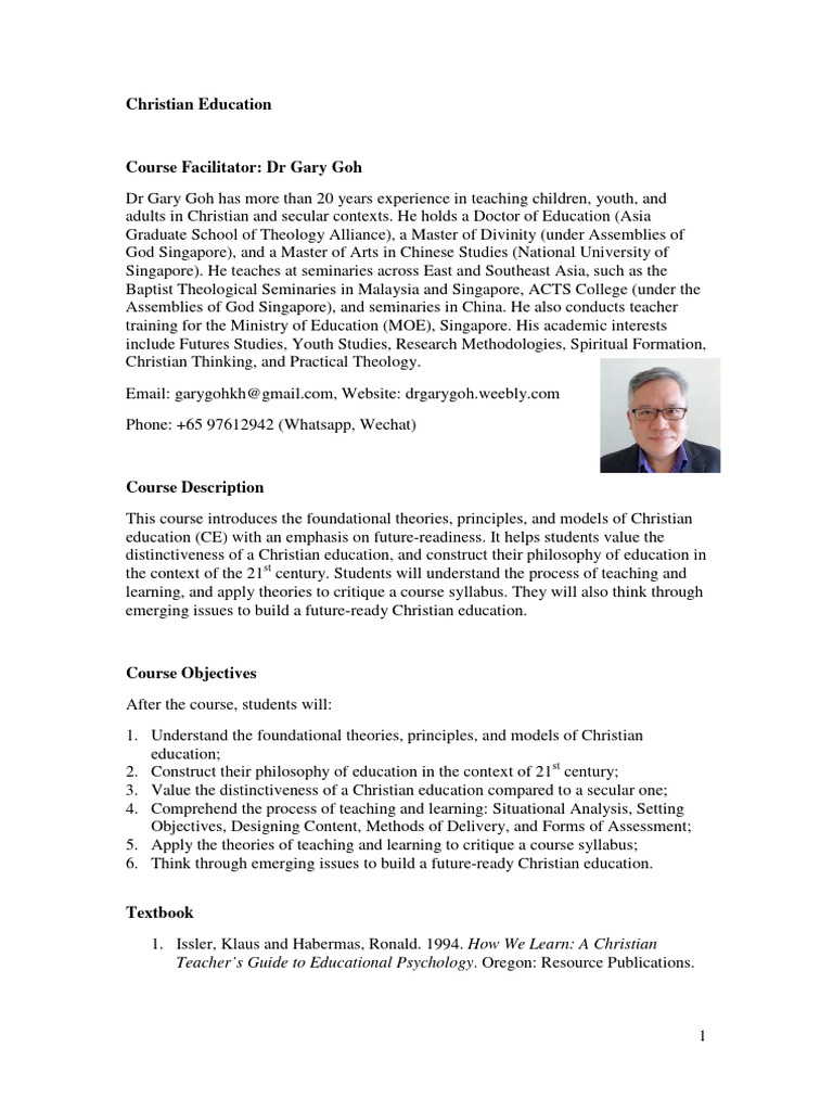 Syllabus Christian Education 2024 | PDF | Learning | Seminary