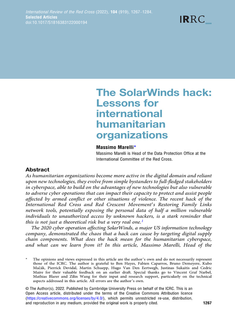 Solarwinds Hack Lesson Pdf Computer Security Security