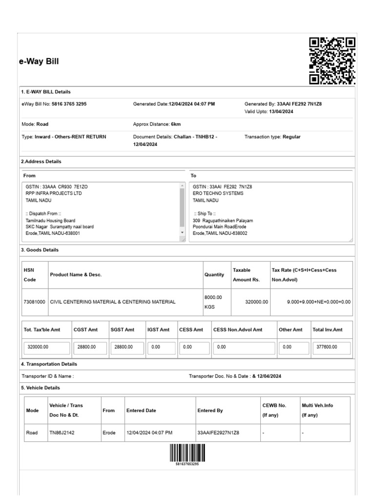 E-Way Bill System - PDF tnhb-12 | PDF | Sales | Politics Of India