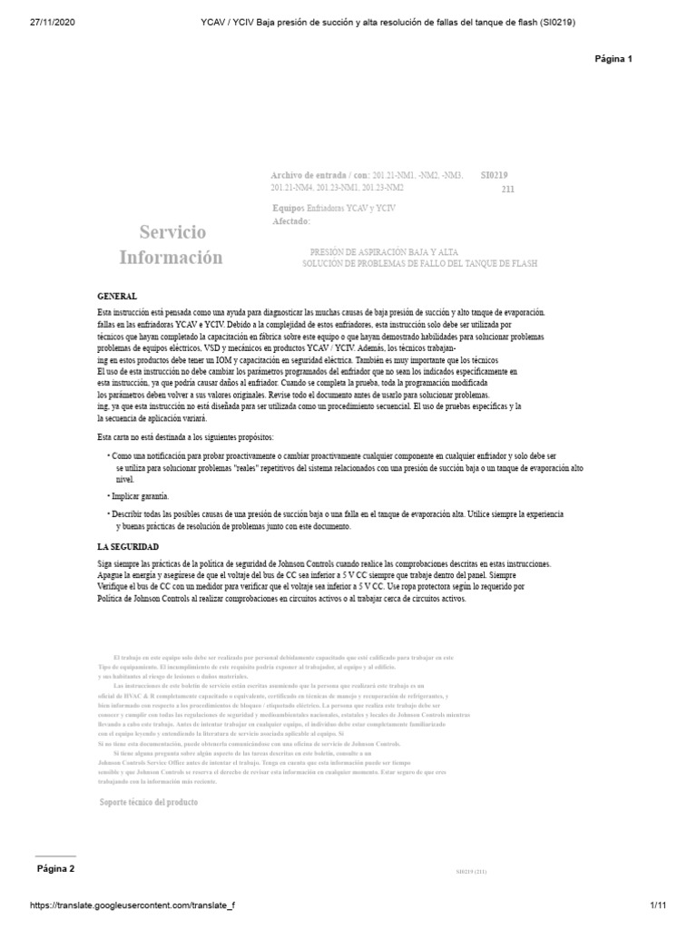 YCAV _ YCIV Baja presión de succión y alta resolución de fallas del ...