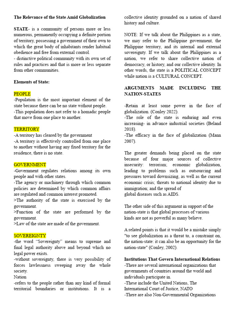 ContempWorld Reviewer Based Sa PPT Ni Maam | PDF | State (Polity) | World Politics