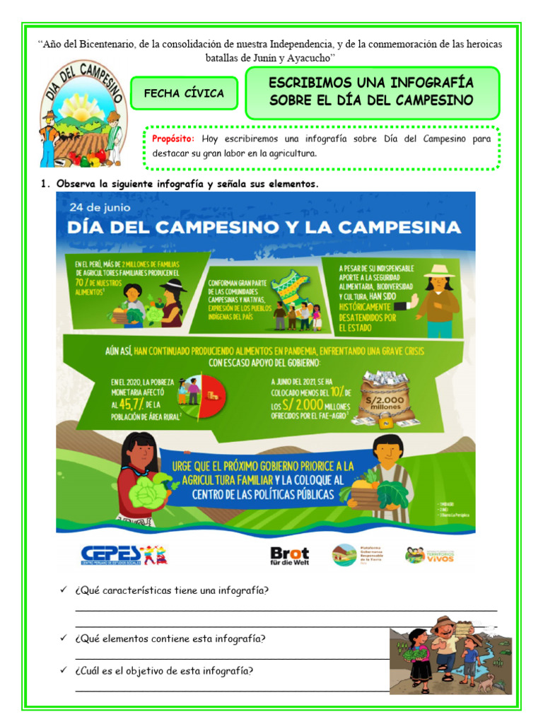 Ficha-Lun-Fecha Civica-Escribimos Una Infografía Sobre El Día Del Campesino | Descargar gratis ...