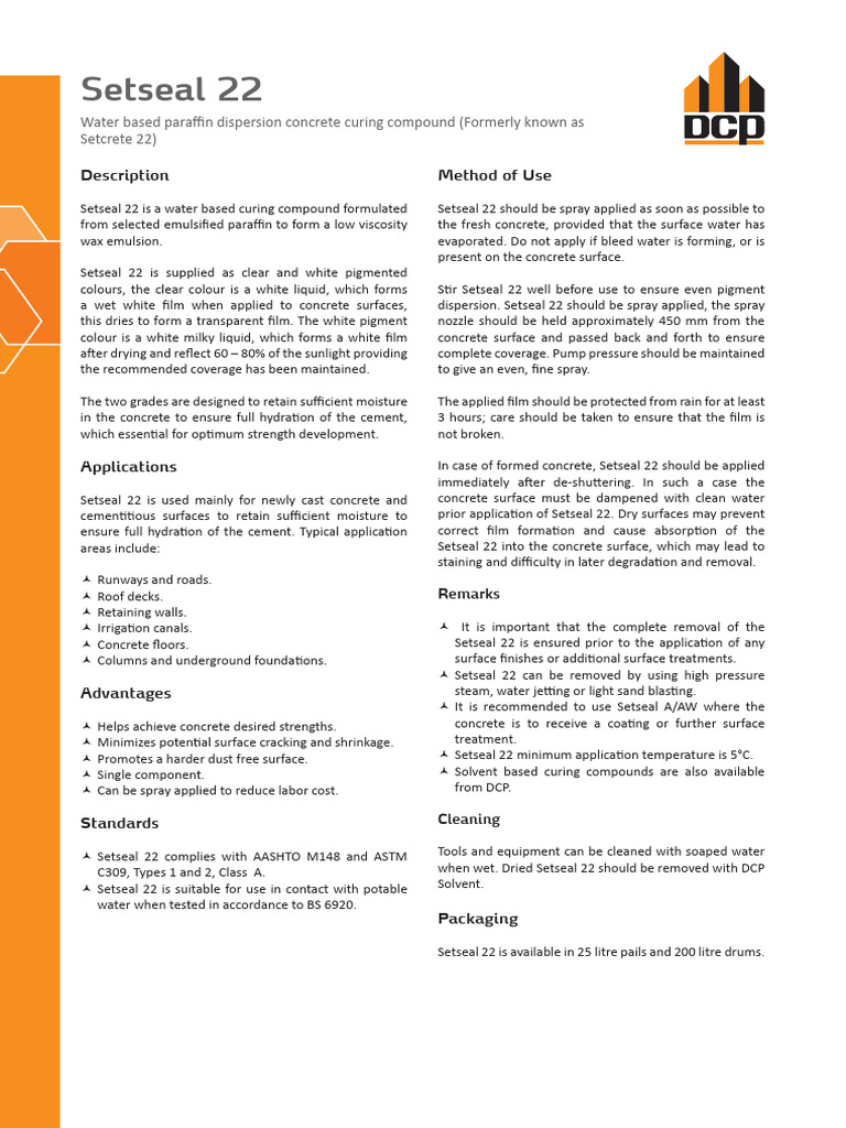 Setseal 22 | PDF | Concrete | Water