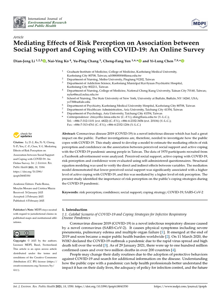 Ijerph 18 01550 Pdf Social Support Factor Analysis
