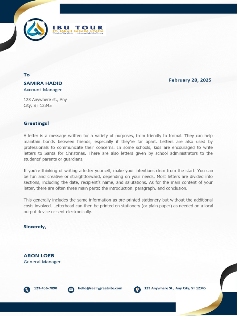 Blue & White Formal Company Letterhead | PDF