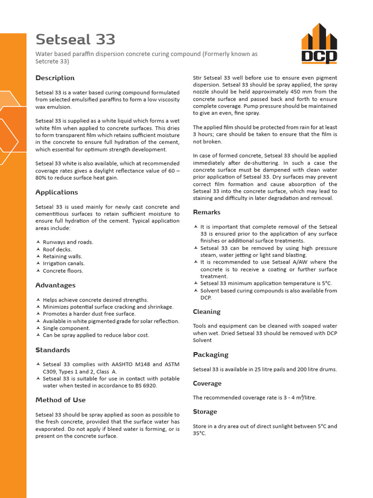 Setseal 33 | PDF | Concrete | Water