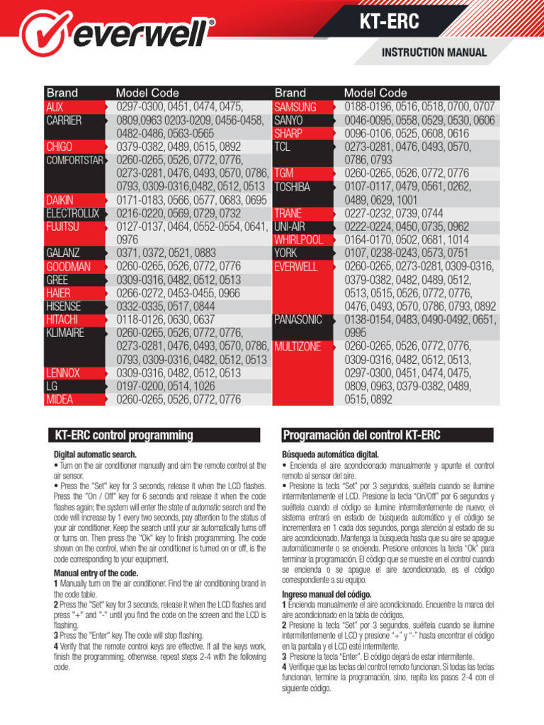 KT Erc Instruction Manual | PDF