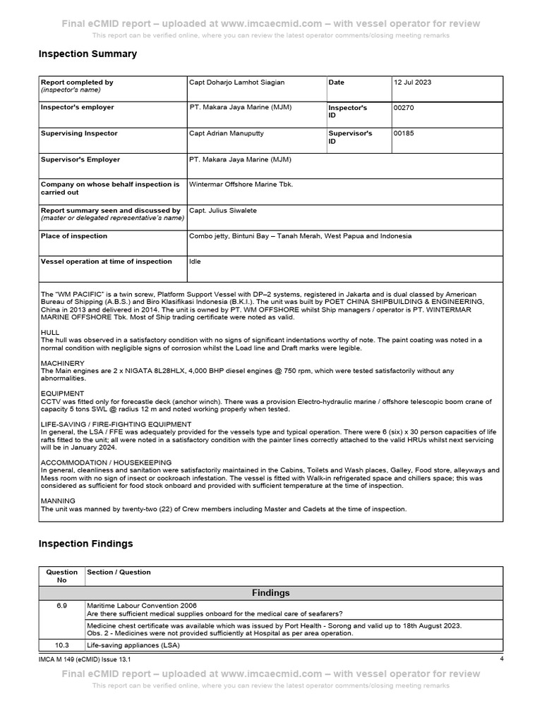 eCMID PSV. WM PACIFIC (Uploaded) - 04 | PDF | Shipping | Water Transport
